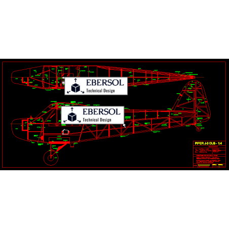 Piper J-3 Cub - DXF - 1:4 Scale - .60 to .80 - Downloadable PLans ...