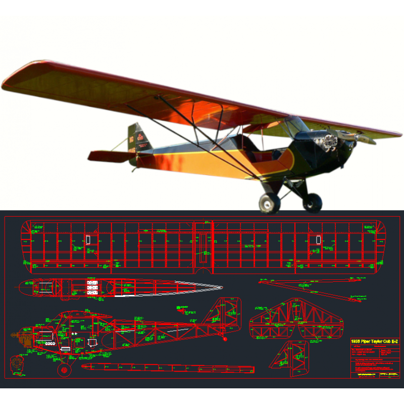 1935 Piper Taylor Cub E-2 - DXF - 1:5 Scale - Downloadable Plans ...