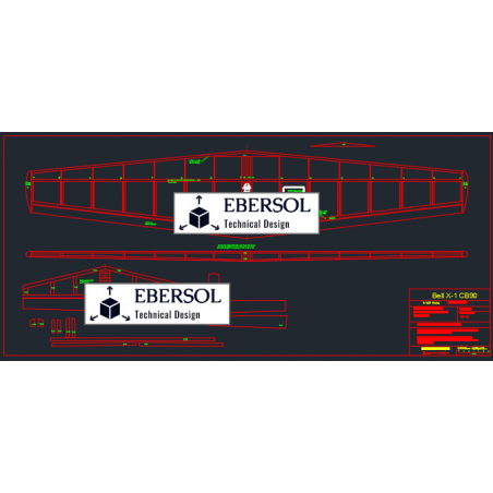 Bell X-1 CB - DWG - EDF-90 - 1:4.67 Scale - Downloadable Plans. (Stock ...