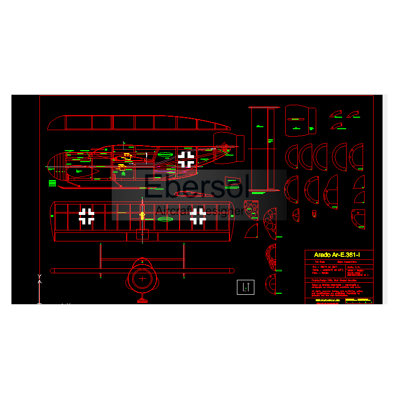 Arado Ar-E.381-1 - DWG - 1:6 Scale - Downloadable Plans. (Stock Code: 0118)