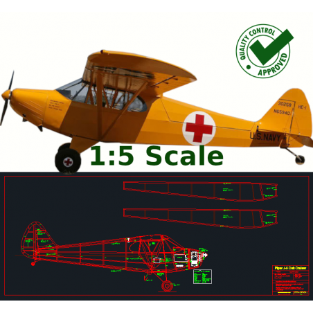 Piper J5 Cub Cruiser - DWG - 1:5 Scale - Downloadable Plans. (Stock ...