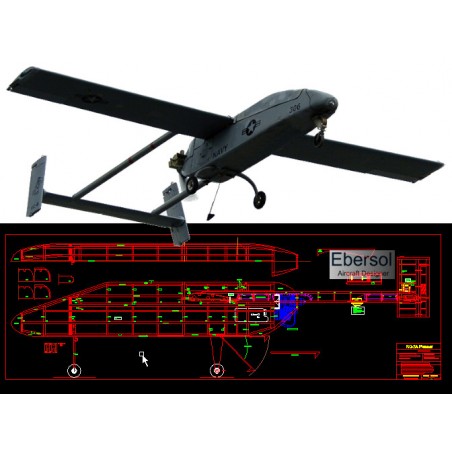 RQ-2A Pioneer - DWG - 81in - 1:2.5 Scale - Downloadable Plans. (Stock ...