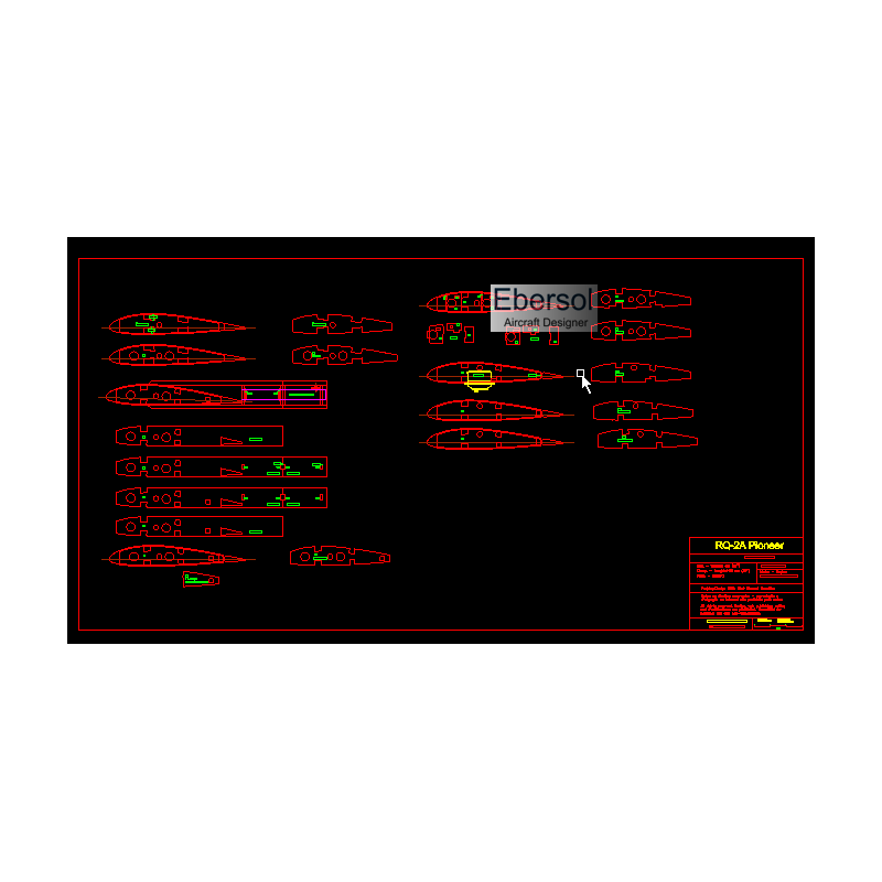 RQ-2A Pioneer - DXF - 81in - 1:2.5 Scale - Downloadable Plans. (Stock ...
