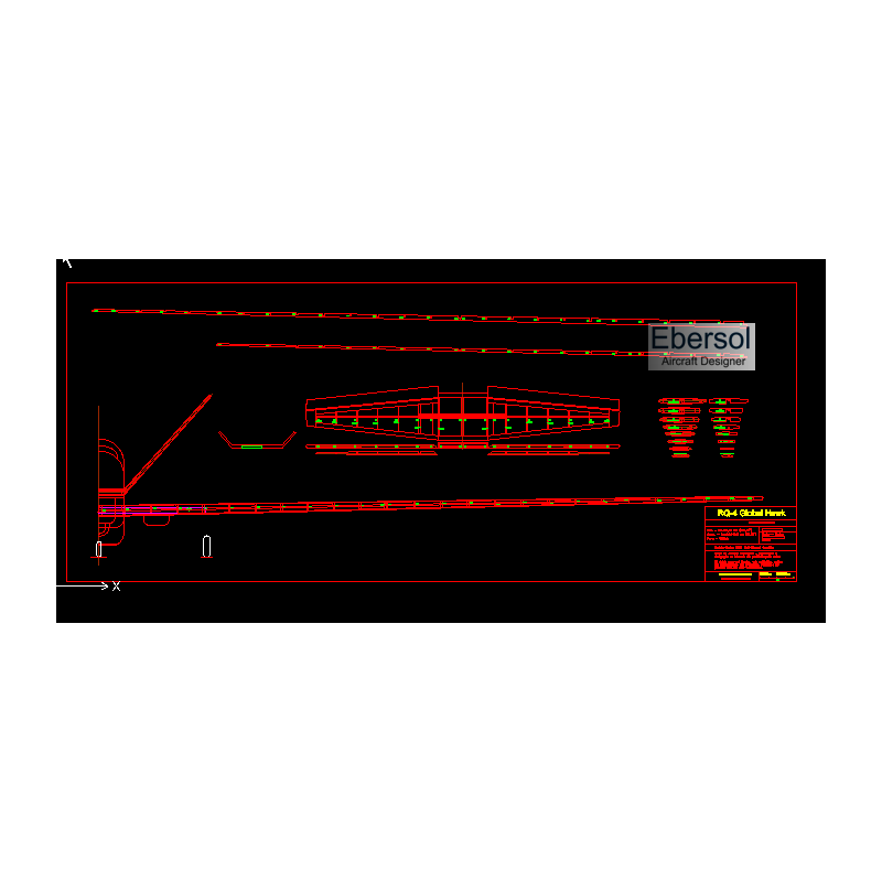 RQ-4 Global Hawk - DWG - 1:10 Scale - WS:157.45in - Downloadable Plans ...